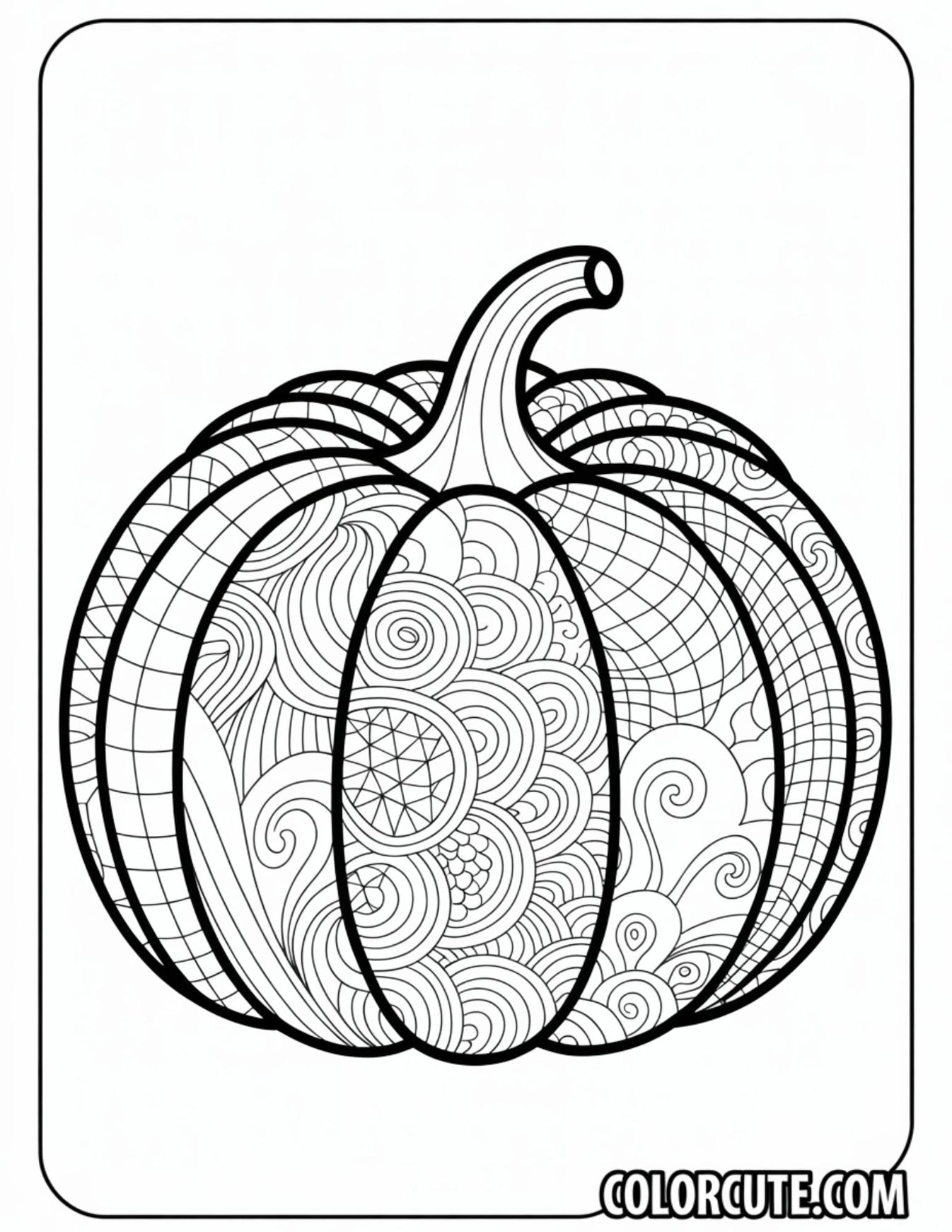 Zentangle Pumpkin Coloring Page | Free PDF Printables – Color Cute ...