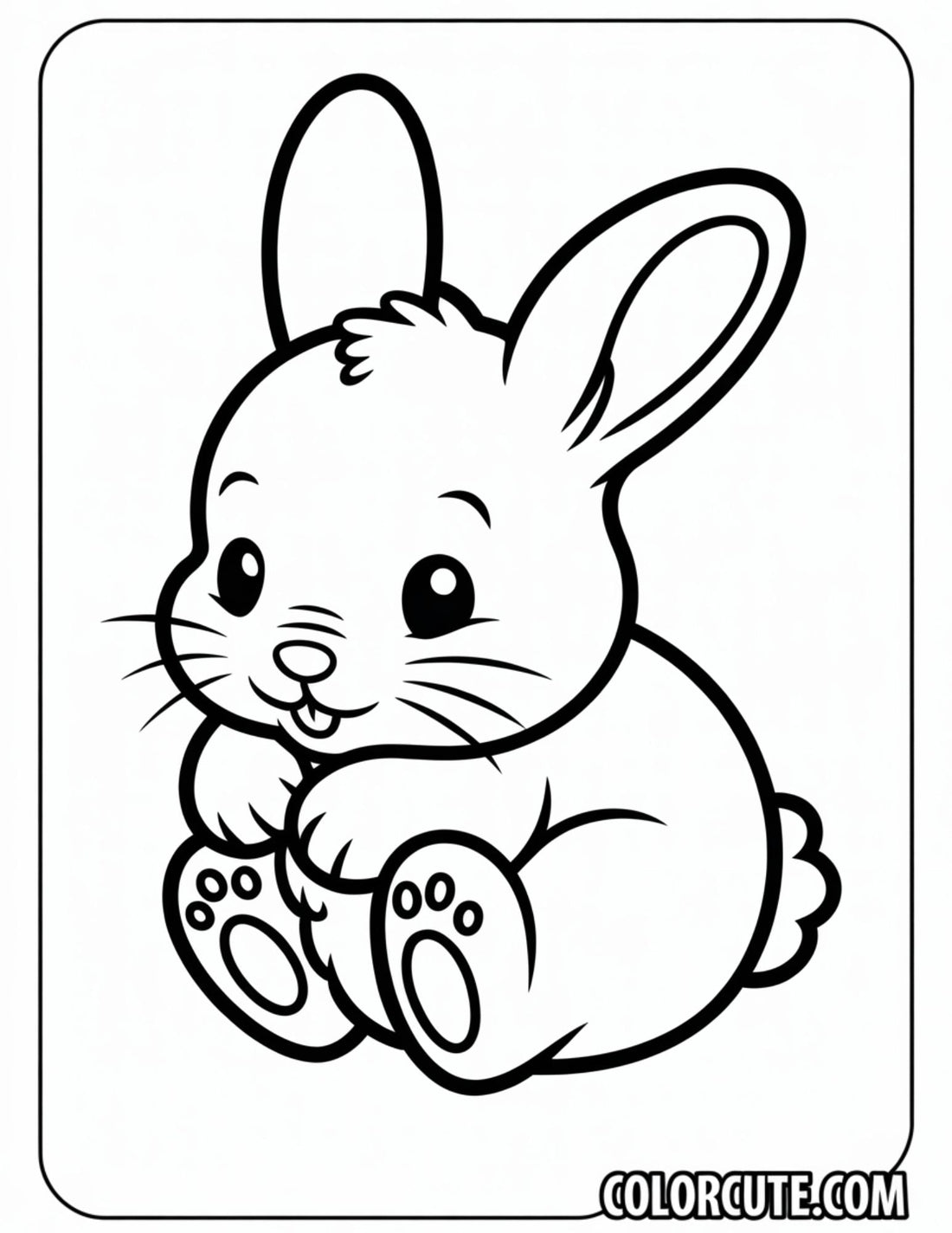 Baby Bunny Coloring Page – Free PDF Printables – Color Cute - Free ...