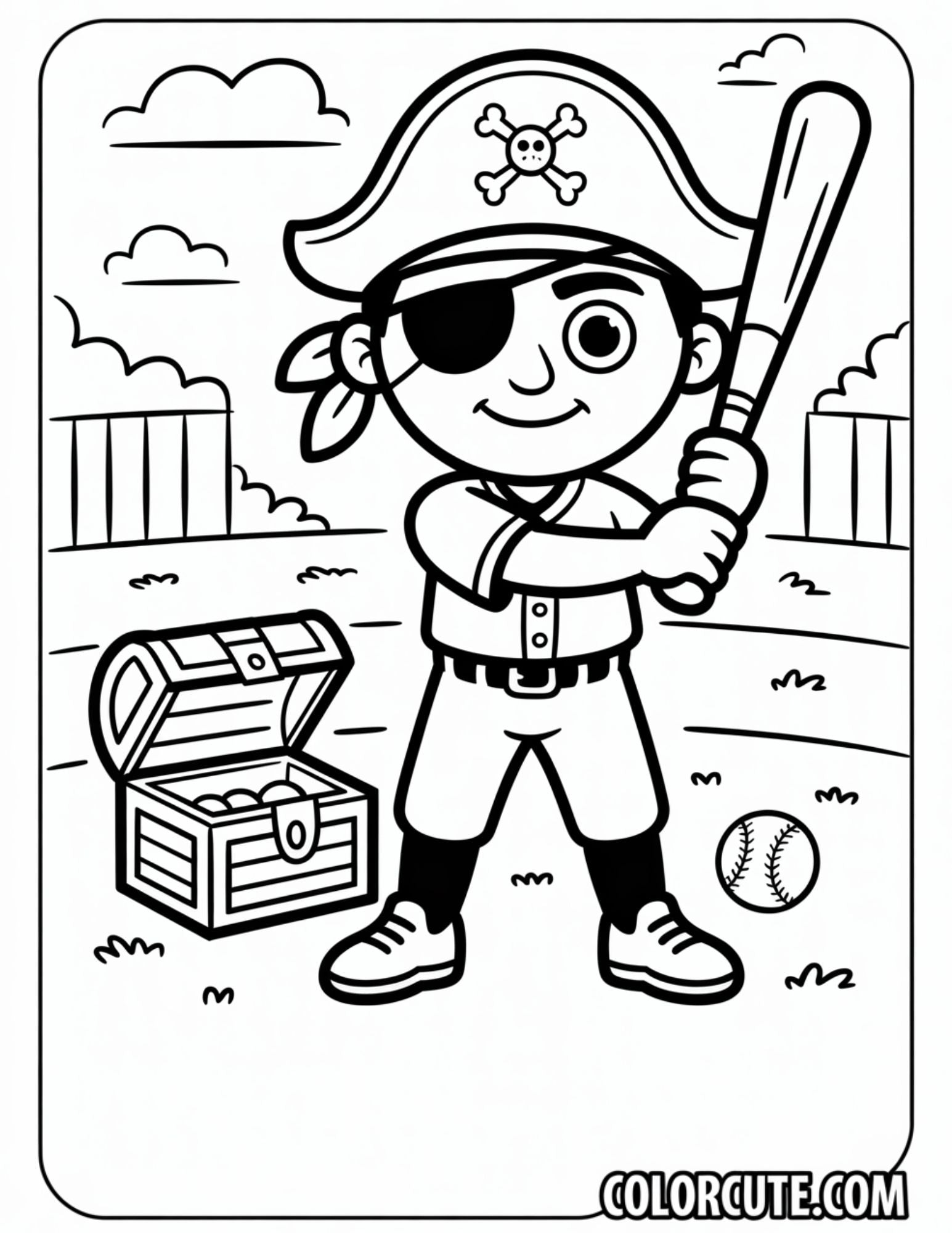 Baseball Pirate Coloring Pages | Free PDF Printables – Color Cute ...