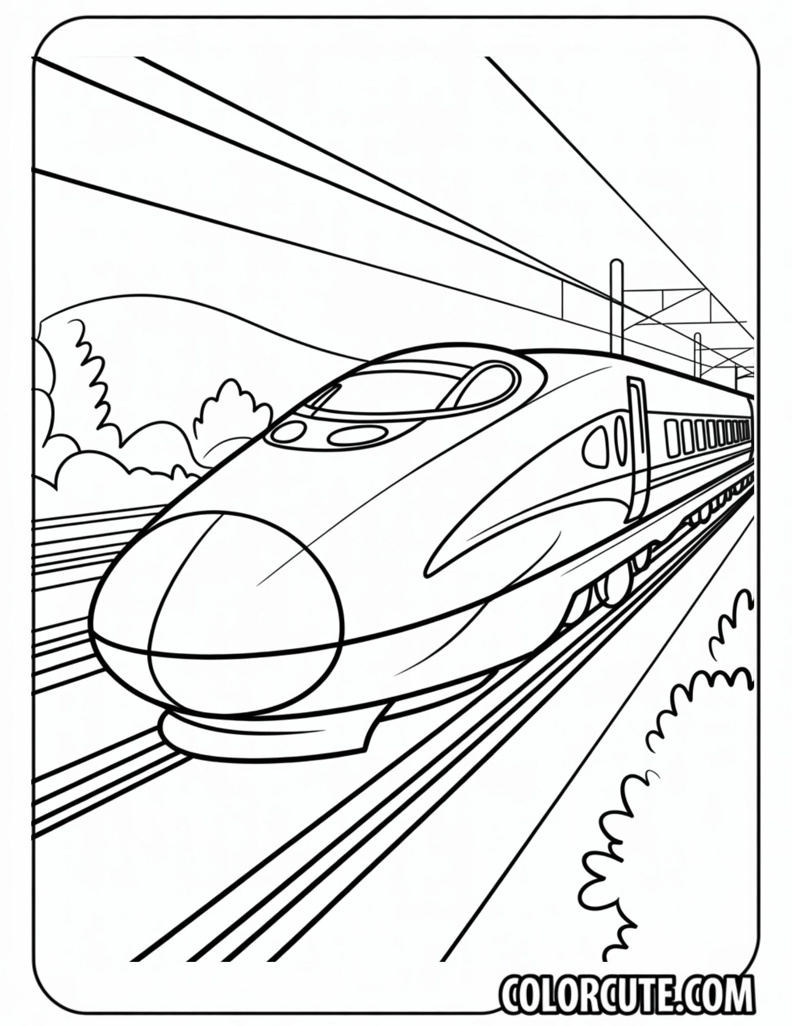 Bullet Train Coloring Page - Free PDF Printables – Color Cute - Free ...