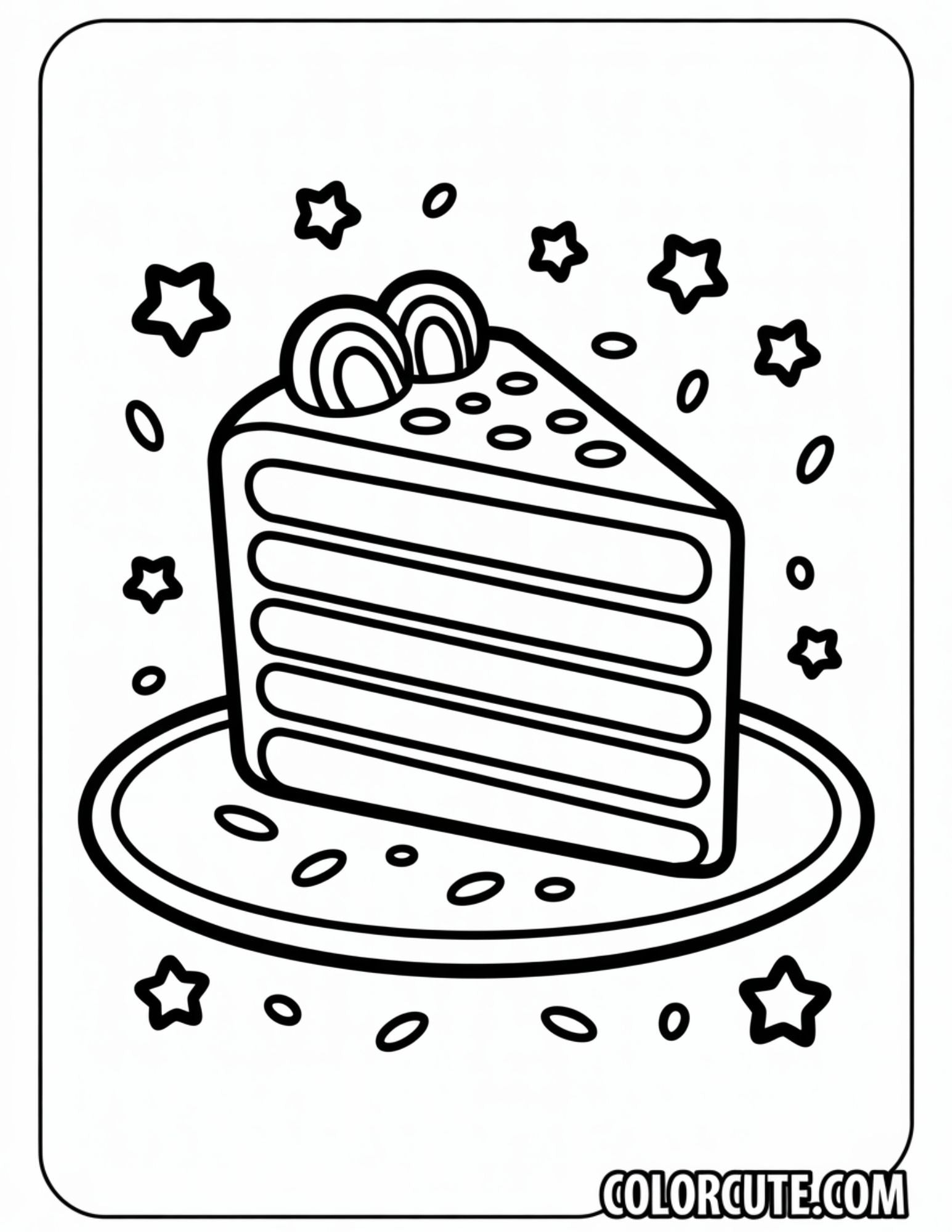 Cake Rainbow Coloring Pages | Free PDF Printables – Color Cute - Free ...