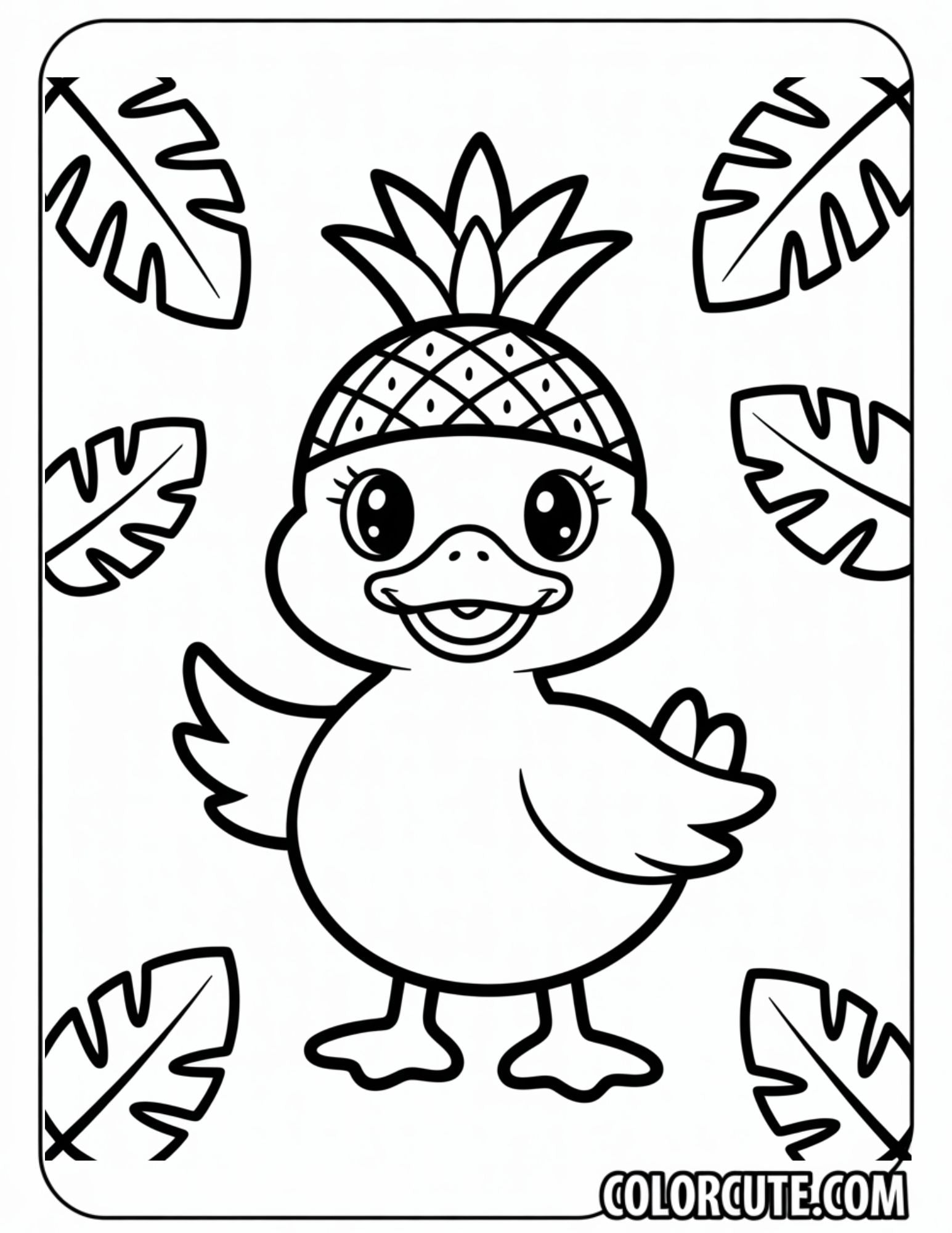 Pineapple Duck Coloring Page | Free PDF Printables – Color Cute - Free ...