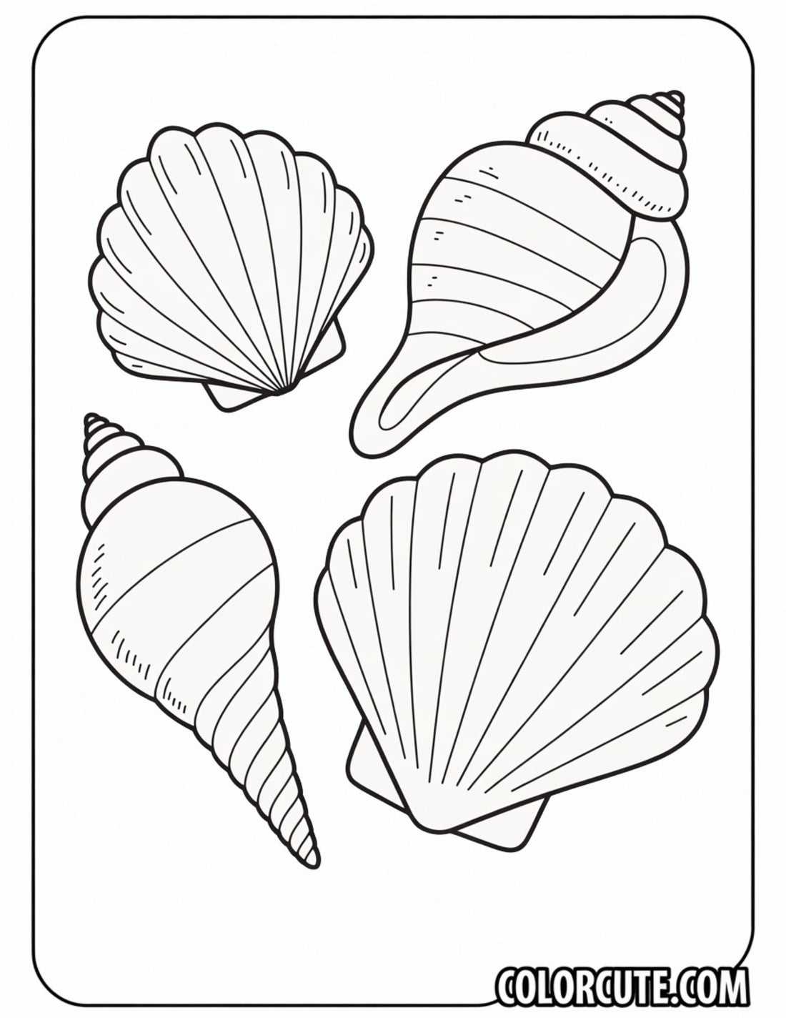 Seashell Summer Coloring Pages | Free PDF Printables – Color Cute ...