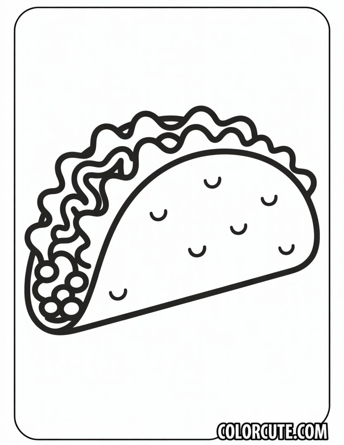 Taco Coloring Page | Free PDF Printables – Color Cute - Free Coloring Pages