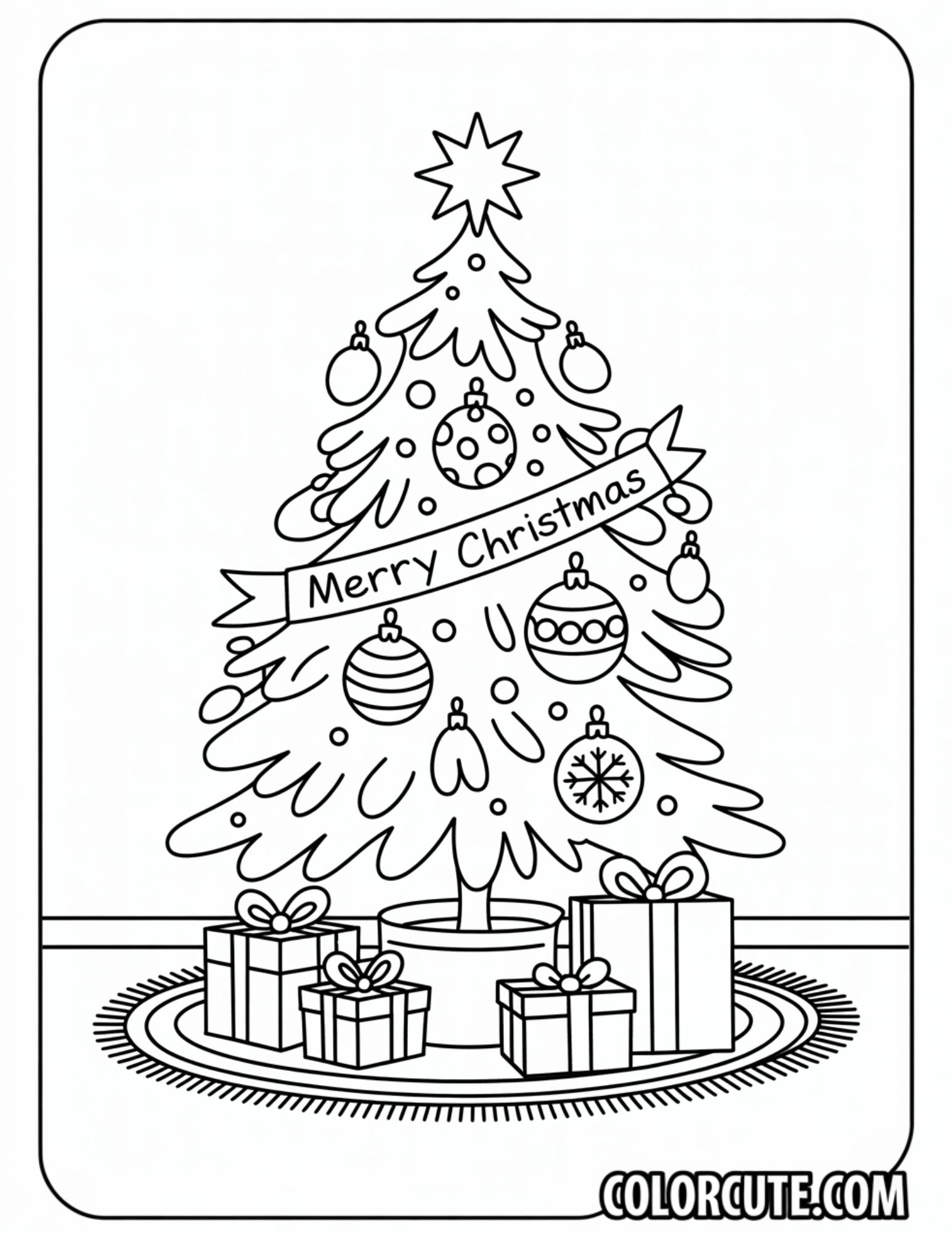 Christmas Tree Coloring Pages Free Pdf Printables Color Cute Free