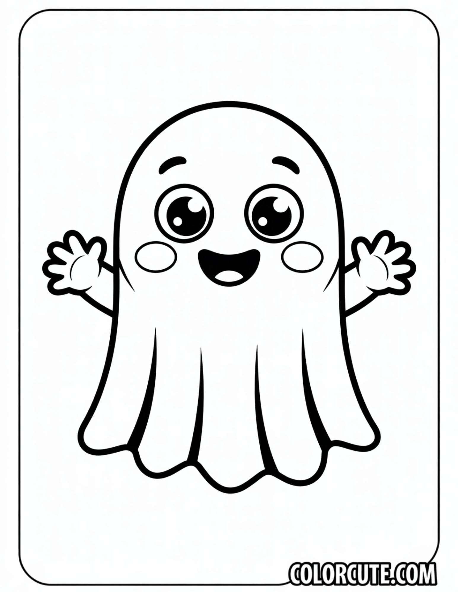 Cute Ghost Coloring Page | Free PDF Printables – Color Cute - Free ...