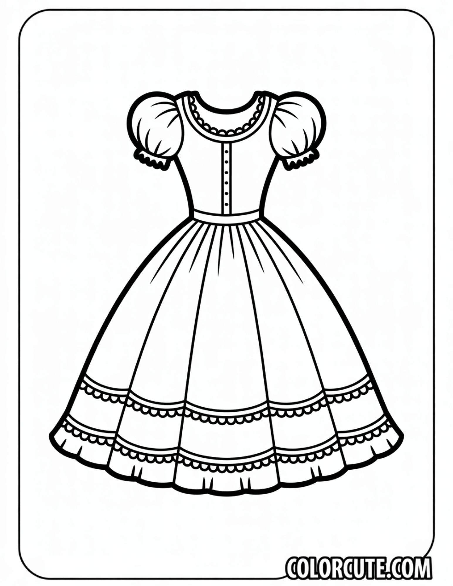 Fancy Dress Coloring Pages | Free PDF Printables – Color Cute - Free ...