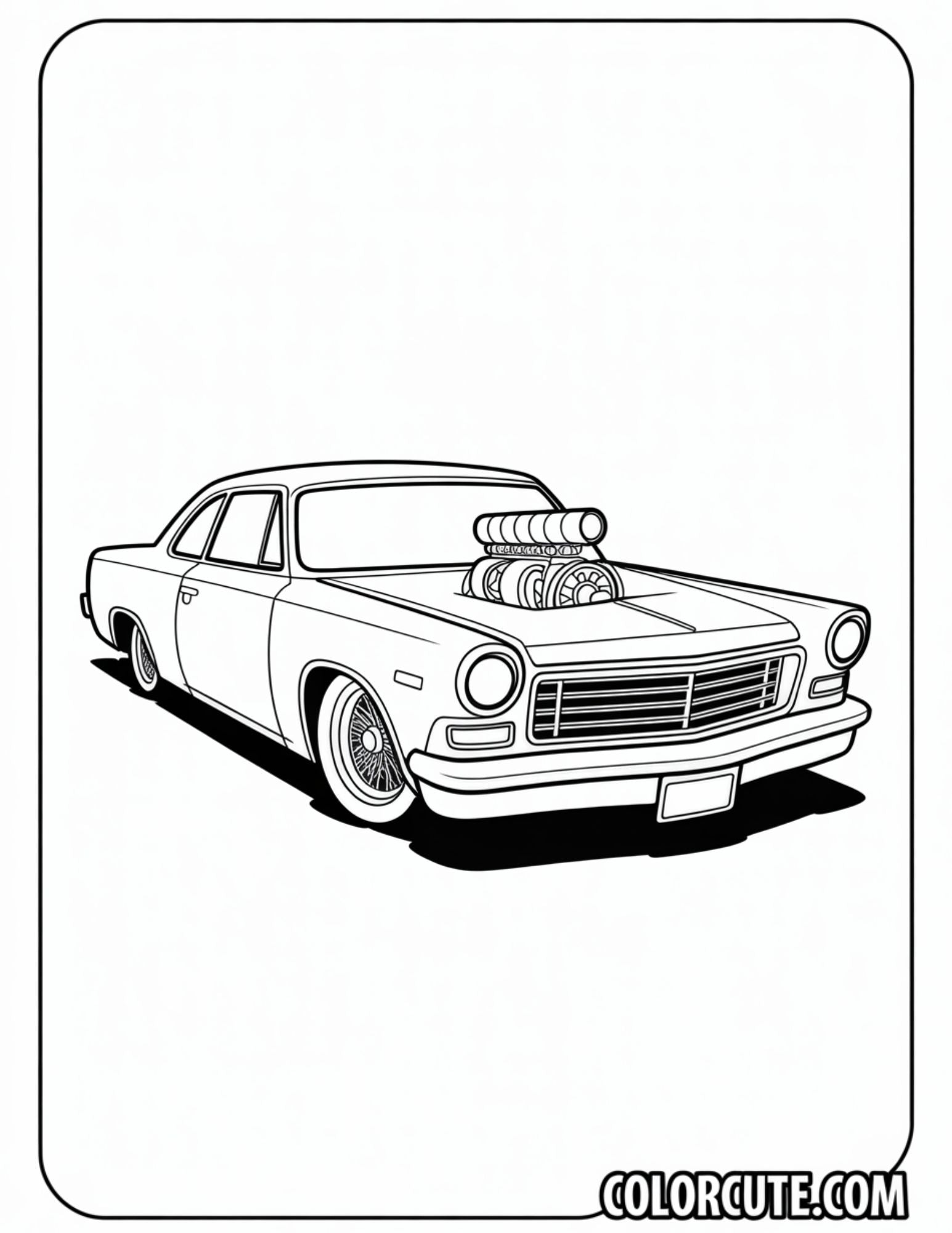 Hot Rod Car Coloring Page | Free PDF Printables – Color Cute - Free ...
