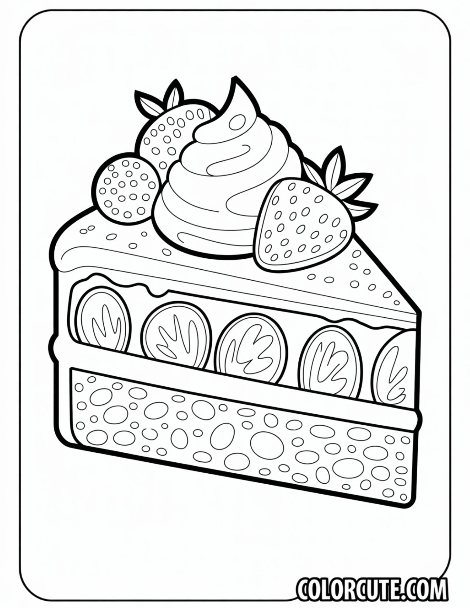 Strawberry Cake Coloring Pages – Free PDF Printables – Color Cute ...