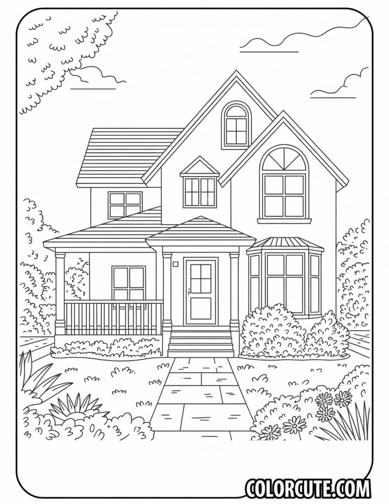 Adult House Coloring Pages | Free PDF Printables – Color Cute - Free ...