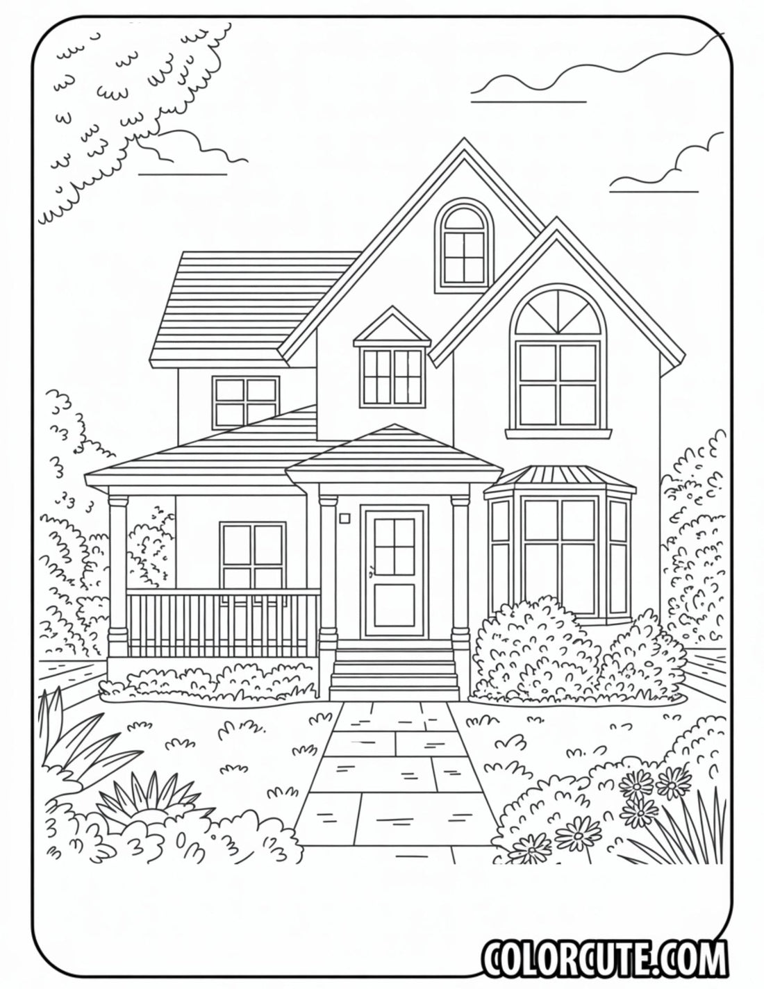 Adult House Coloring Pages | Free PDF Printables – Color Cute - Free ...