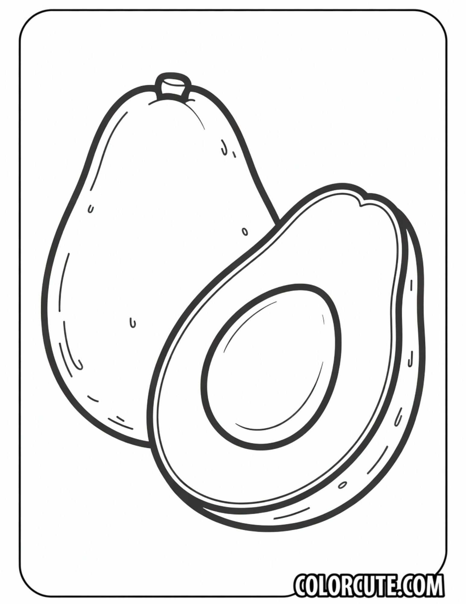 Avocado Coloring Page | Free PDF Printables – Color Cute - Free ...