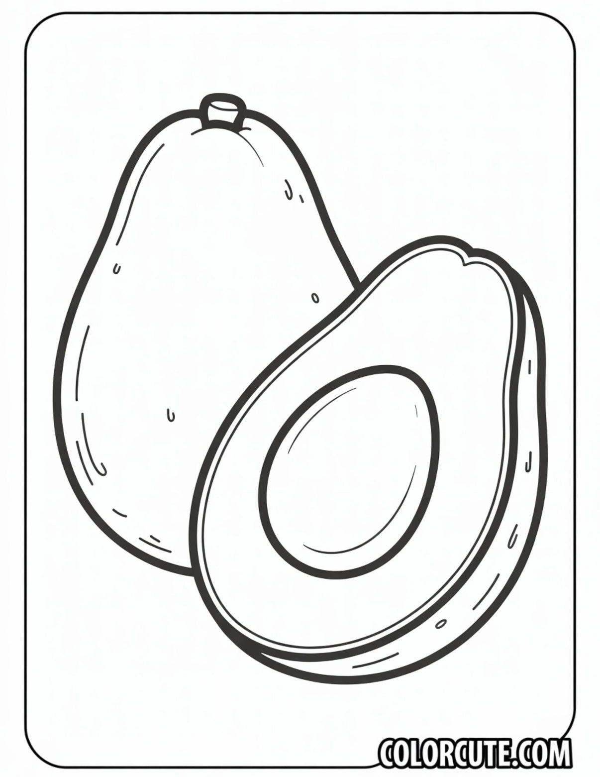 Avocado Coloring Page | Free PDF Printables – Color Cute - Free ...