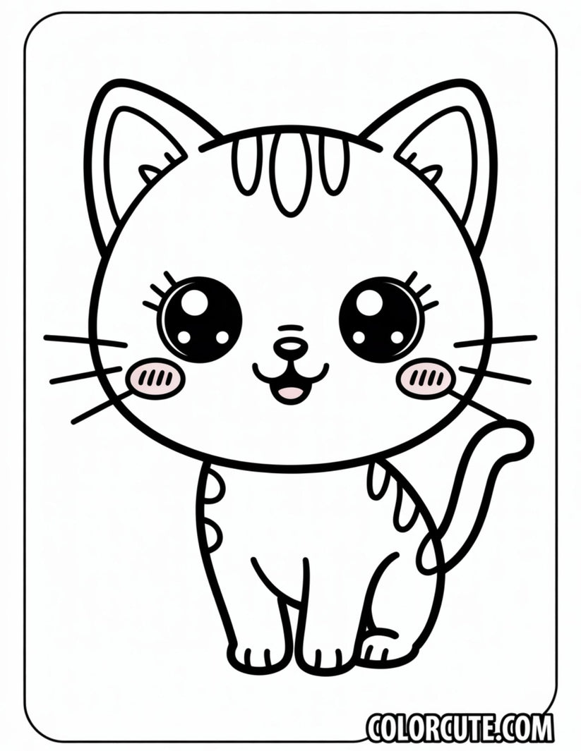 Cat Kawaii Coloring Pages | Free PDF Printables – Color Cute - Free ...