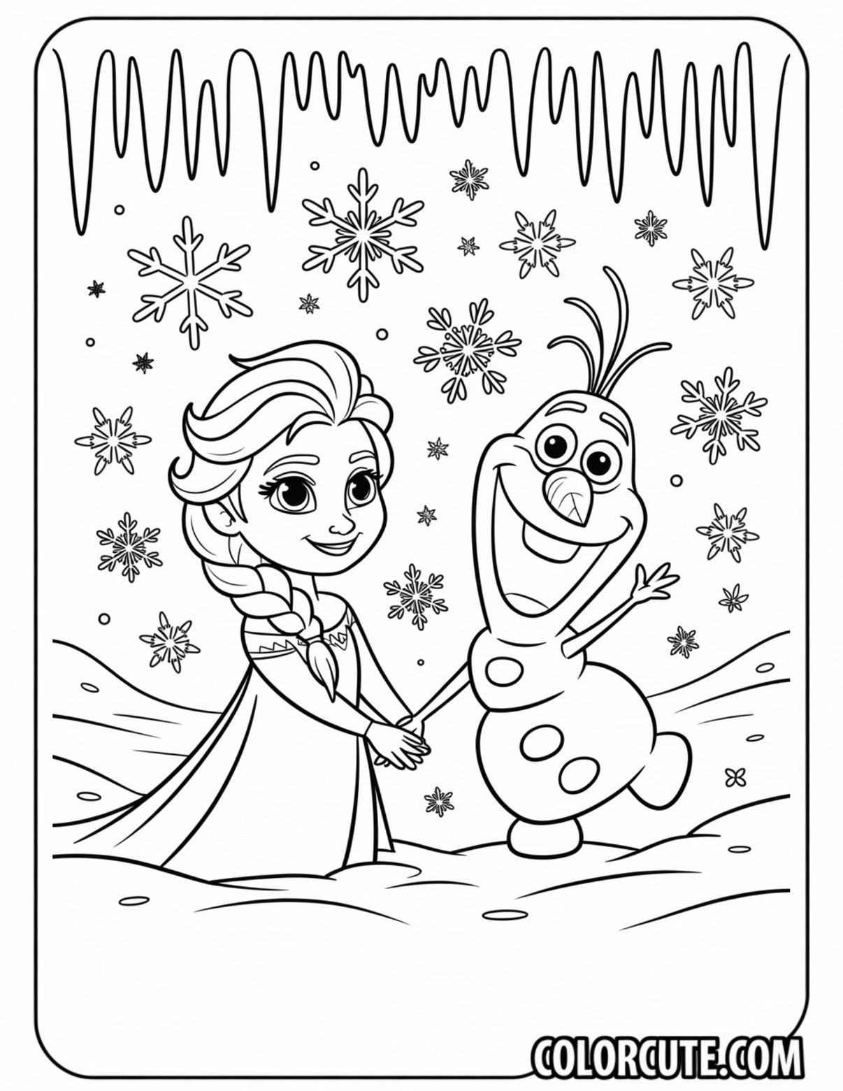 Elsa and Olaf Coloring Pages | Free PDF Printables – Color Cute - Free ...