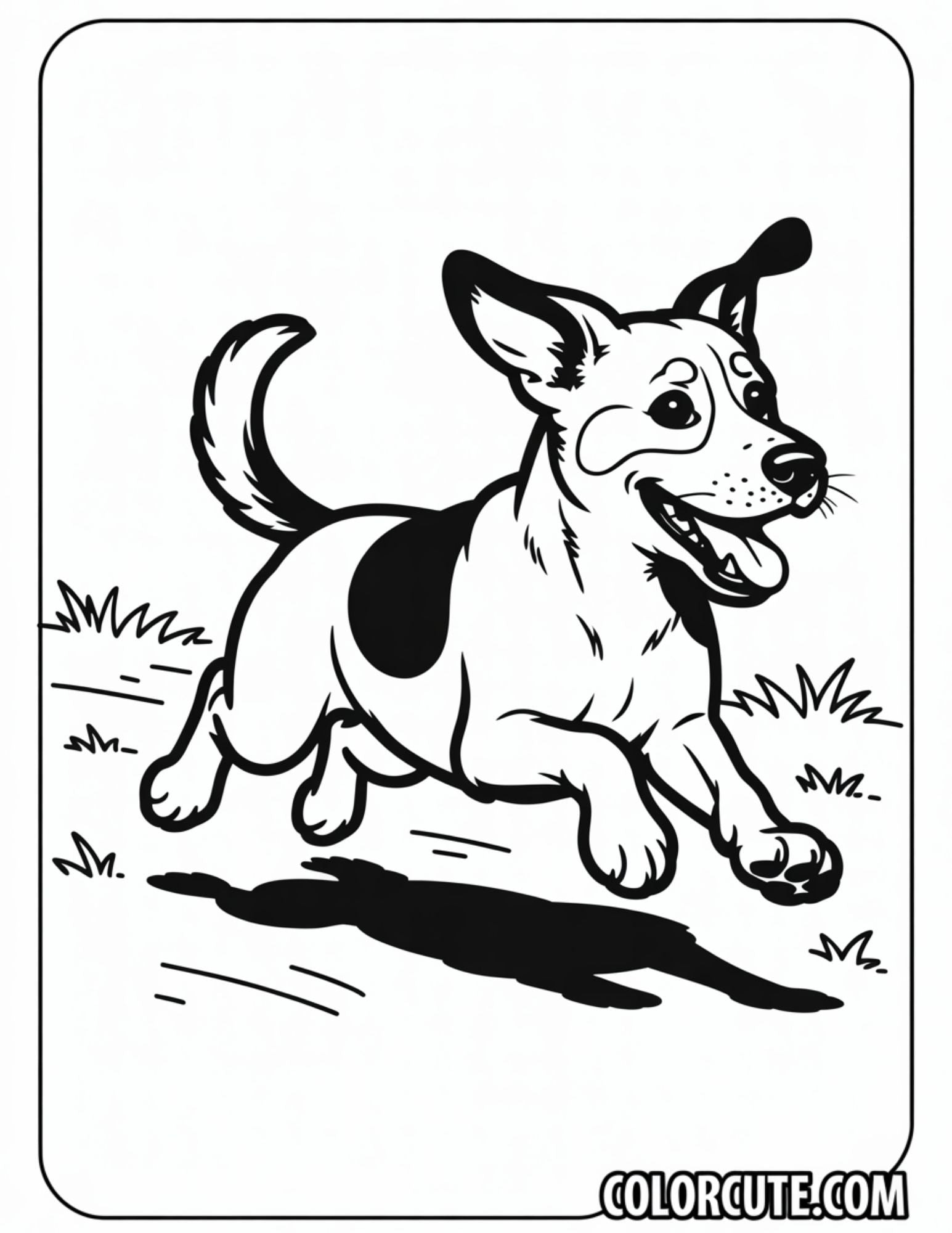 Energetic Dog Running Coloring Page | Free PDF Printables – Color Cute ...