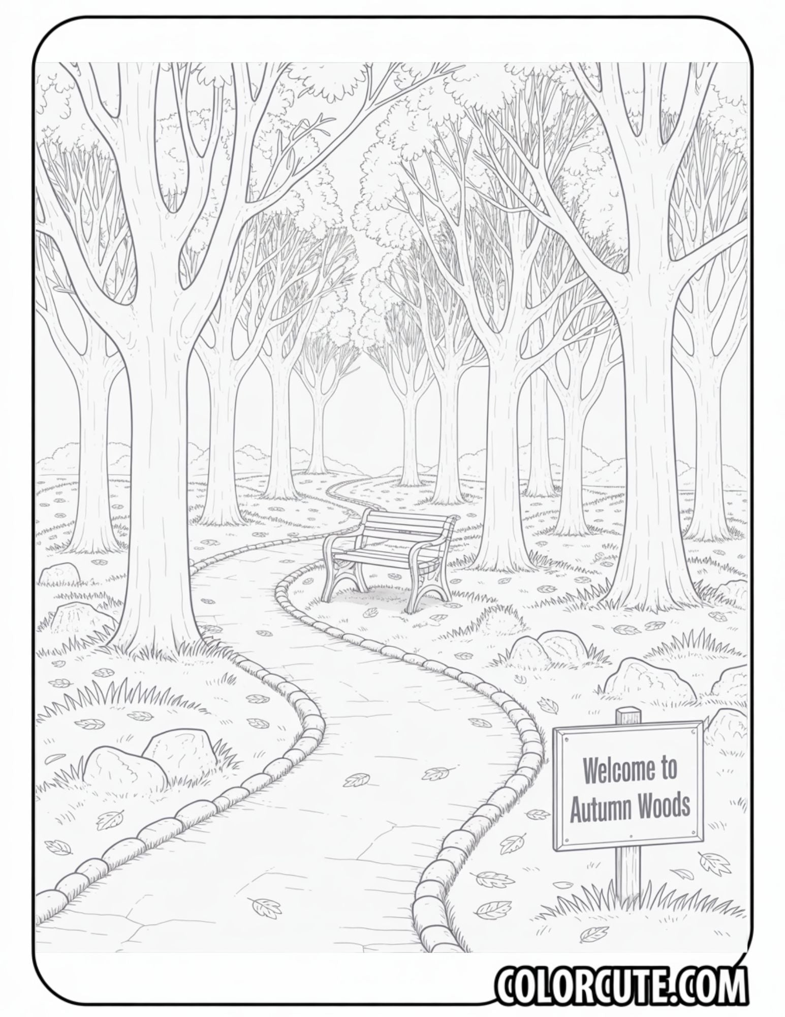 Fall Scenery Coloring Pages | Free PDF Printables – Color Cute - Free ...