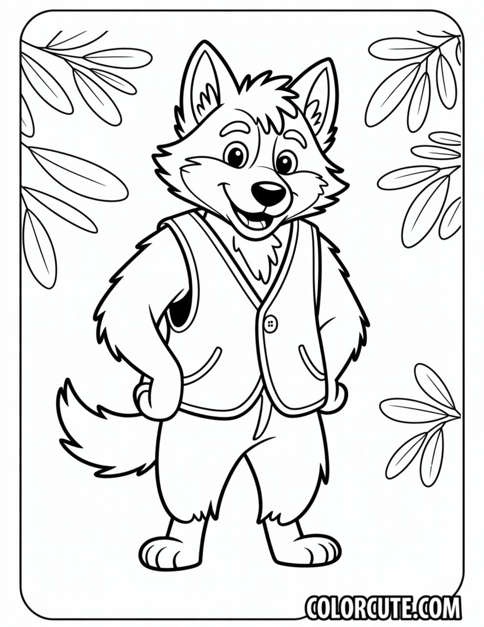 Furry Wolf Coloring Page | Free PDF Printables – Color Cute - Free ...