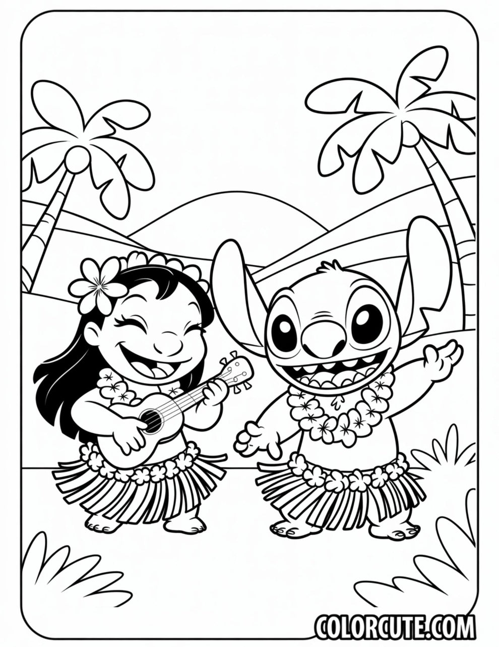 Hawaiian Lilo and Stitch Coloring Pages | Free PDF Printables – Color ...