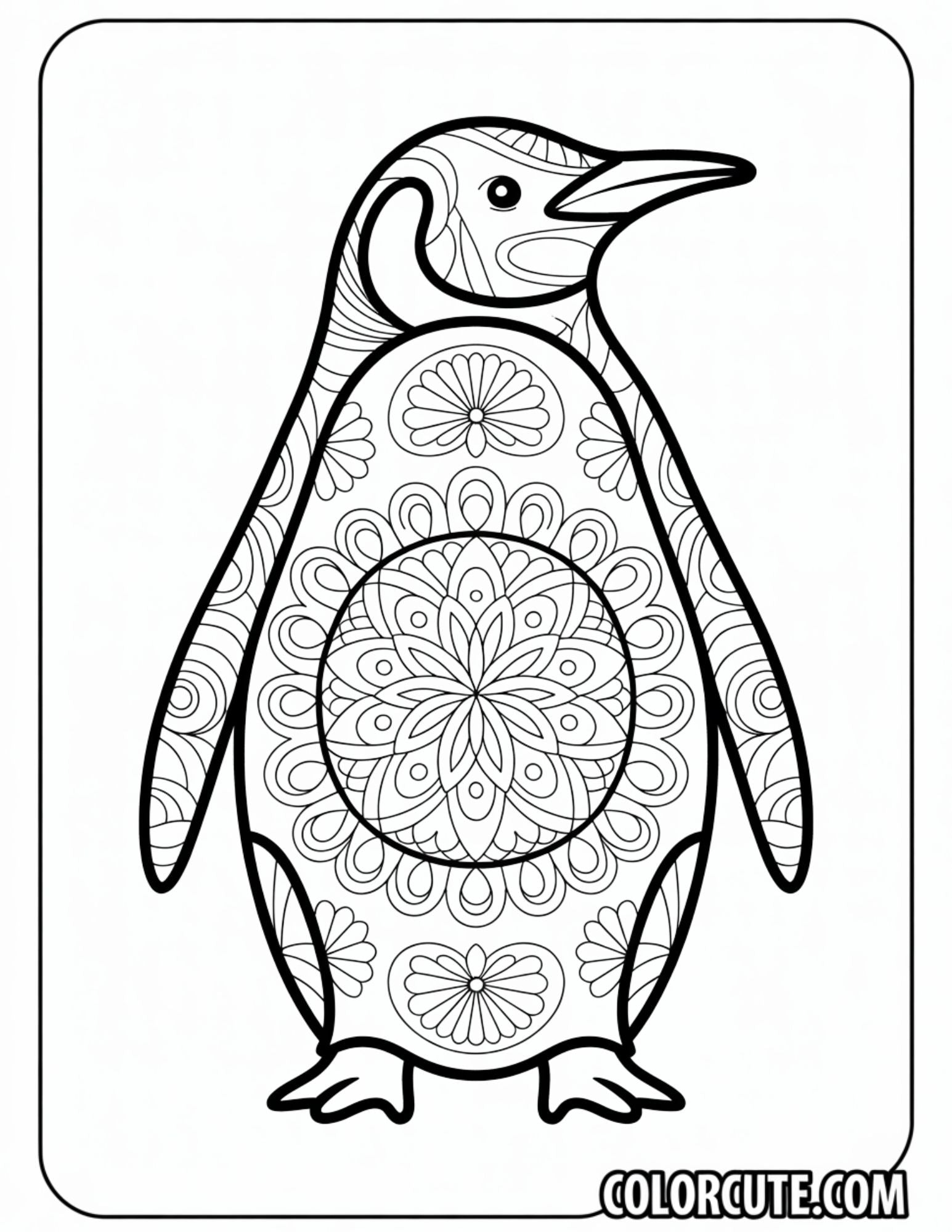 Mandala Penguin Coloring Page | Free PDF Printables – Color Cute - Free ...