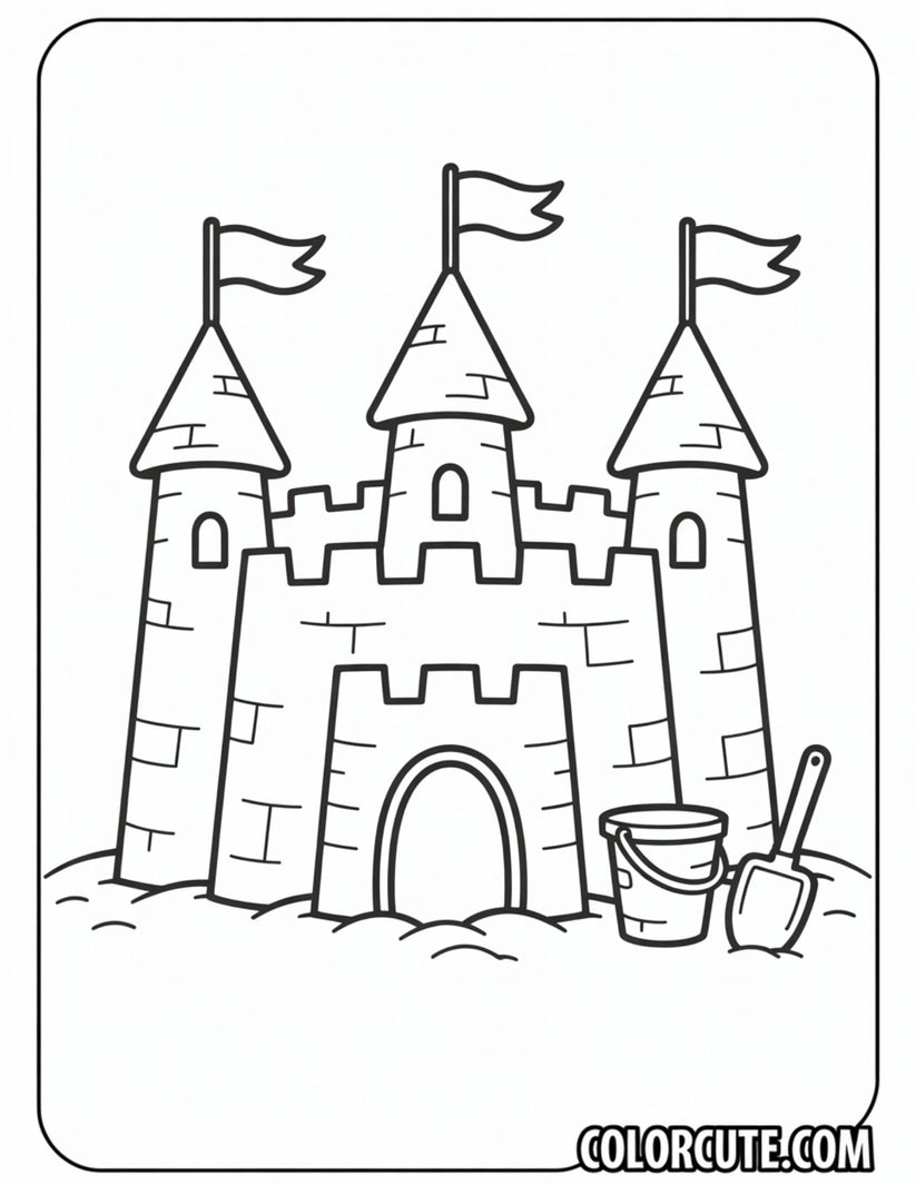 Sandcastle Summer Coloring Pages | Free PDF Printables – Color Cute ...