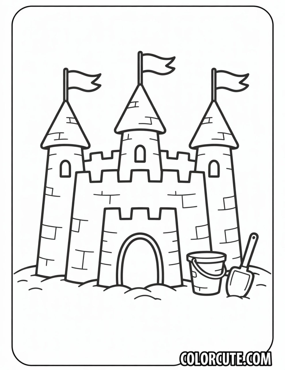 Sandcastle Summer Coloring Pages | Free PDF Printables – Color Cute ...