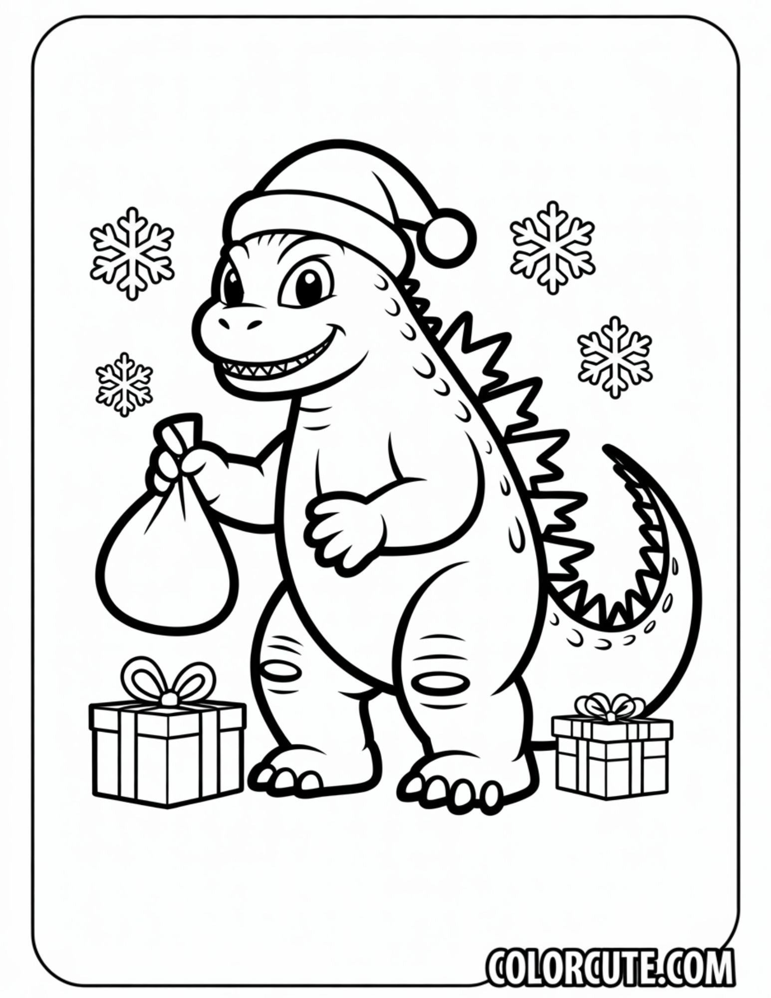 Christmas Godzilla Coloring Pages | Free PDF Printables – Color Cute ...
