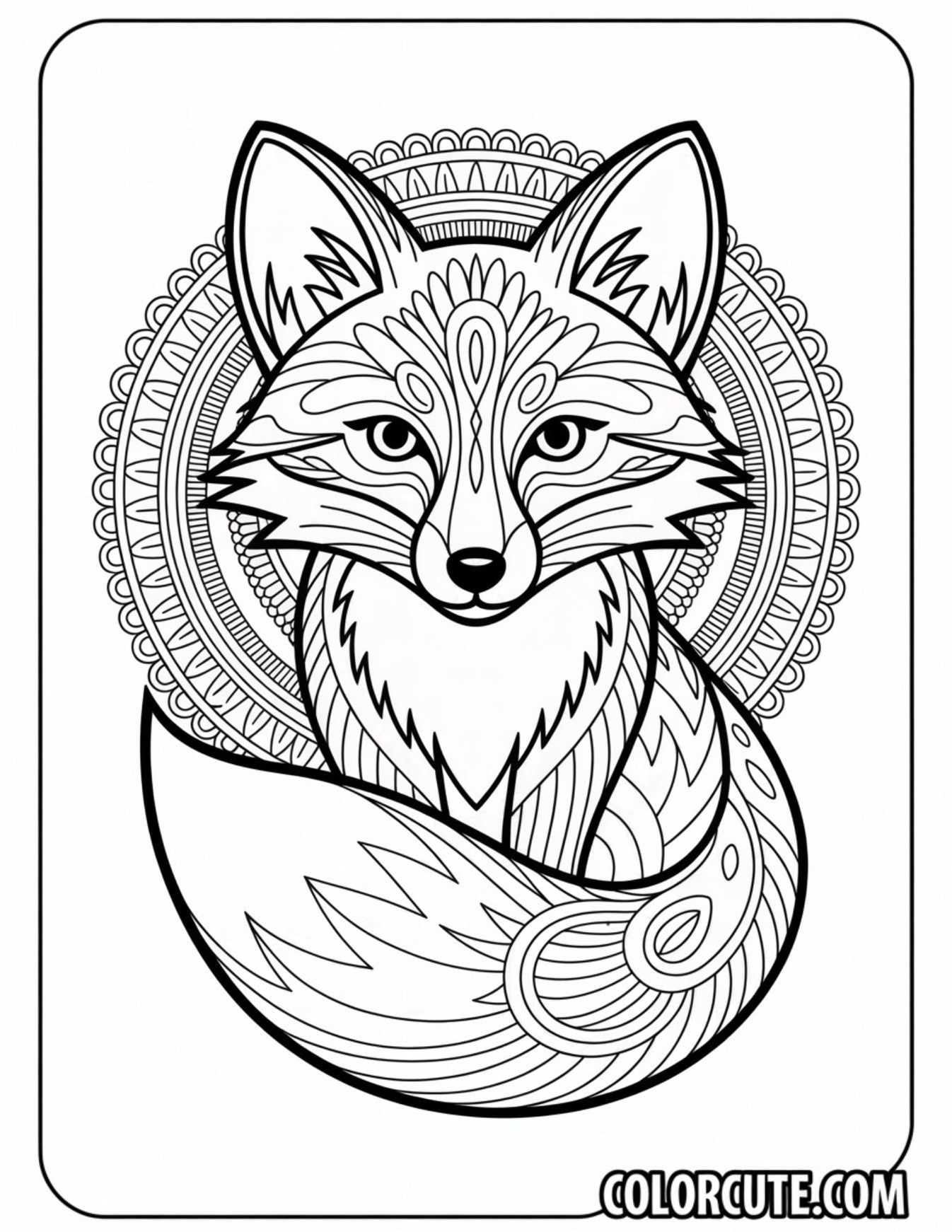 Mandala Fox Face Coloring Pages | Free PDF Printables – Color Cute ...