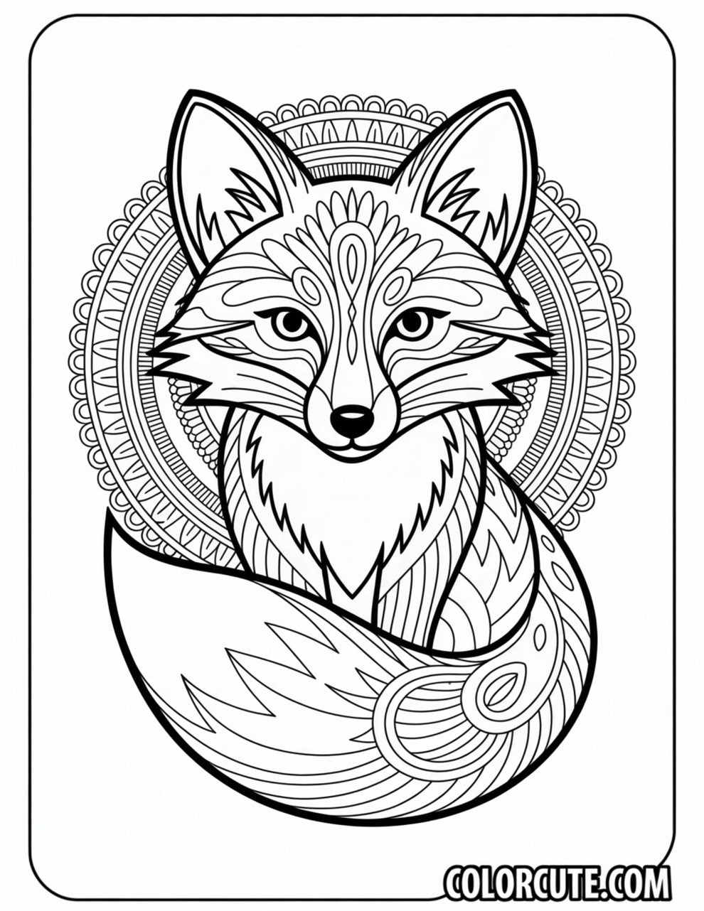 Mandala Fox Face Coloring Pages | Free PDF Printables – Color Cute ...
