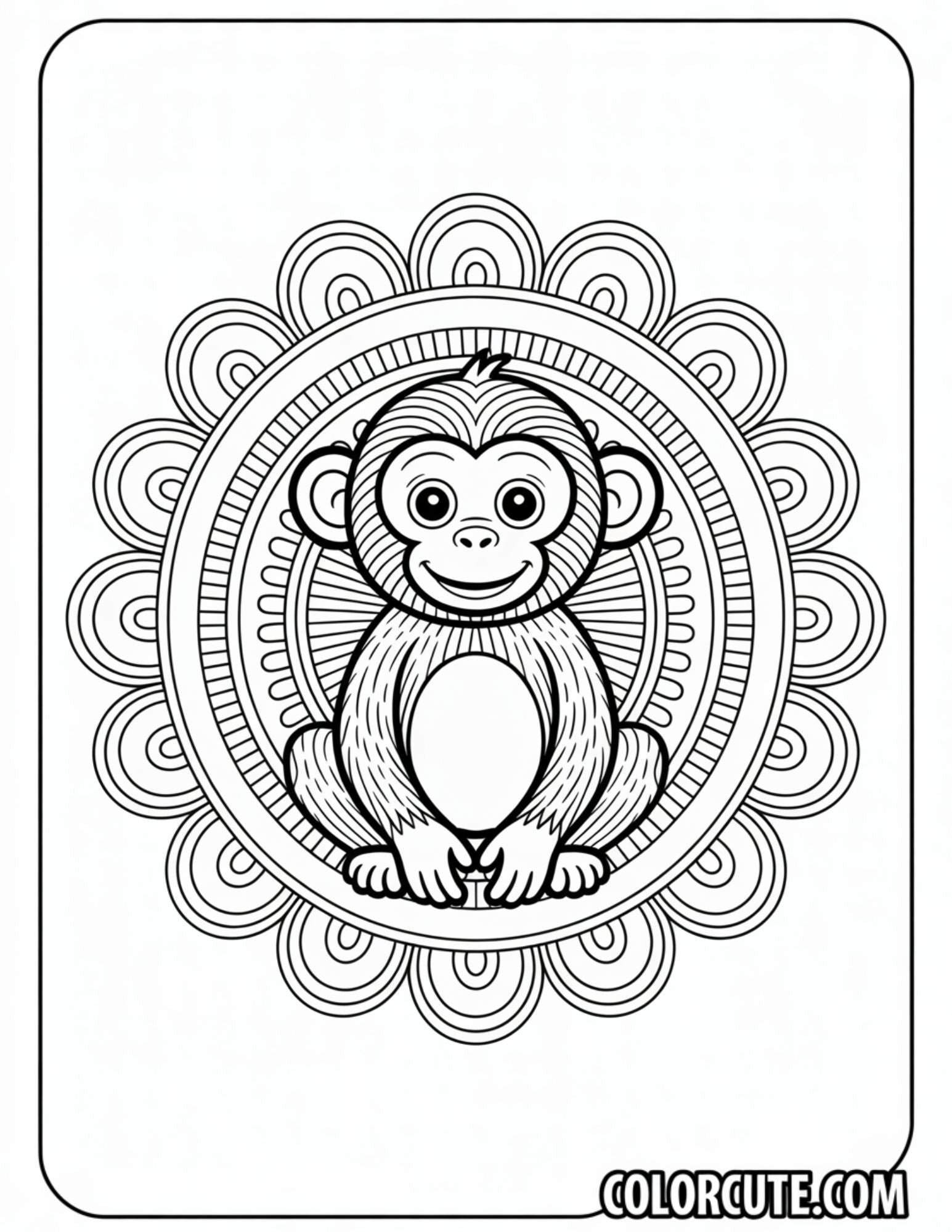 Mandala Monkey Coloring Page Free PDF Printables – Color Cute - Free ...
