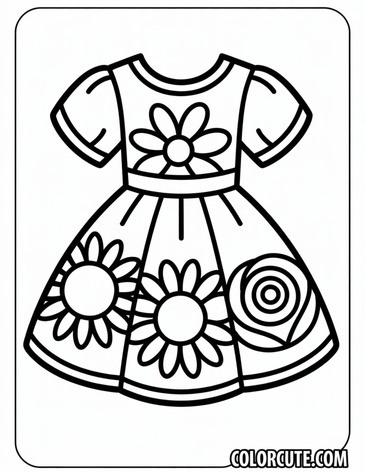 Beautiful Dress Coloring Pages | Free PDF Printables – Color Cute ...