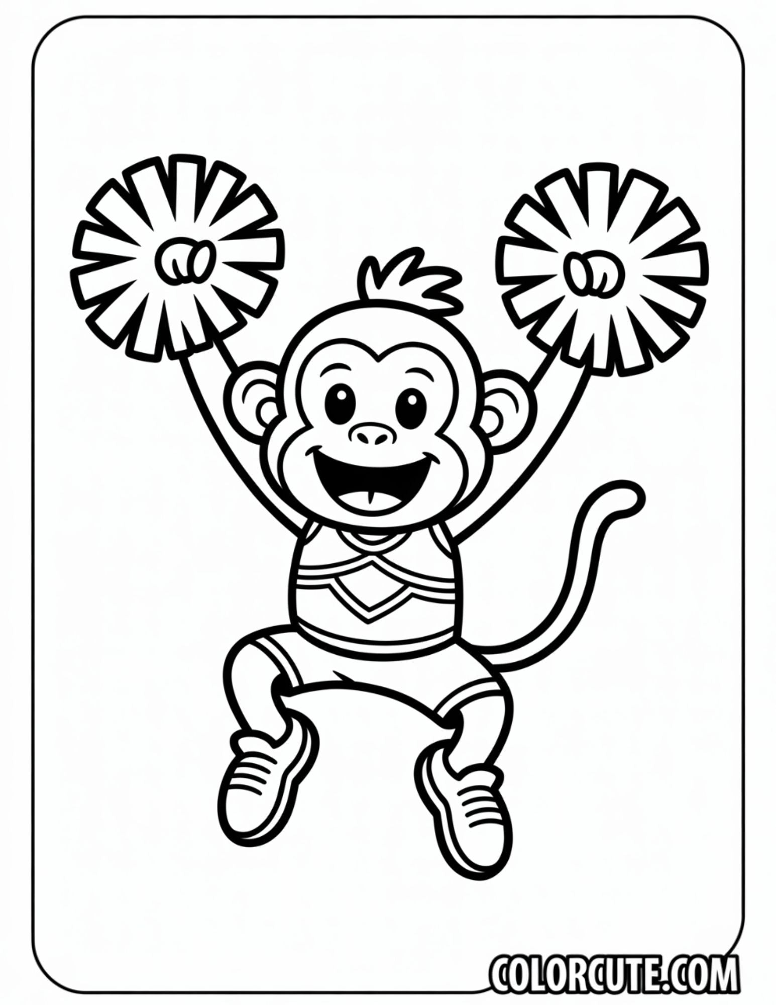 Cool Monkey Coloring Page Free PDF Printables – Color Cute - Free ...