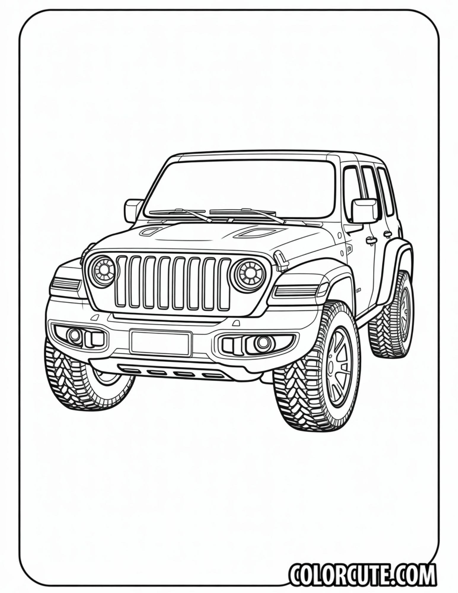 Jeep Car Coloring Page | Free PDF Printables – Color Cute - Free ...