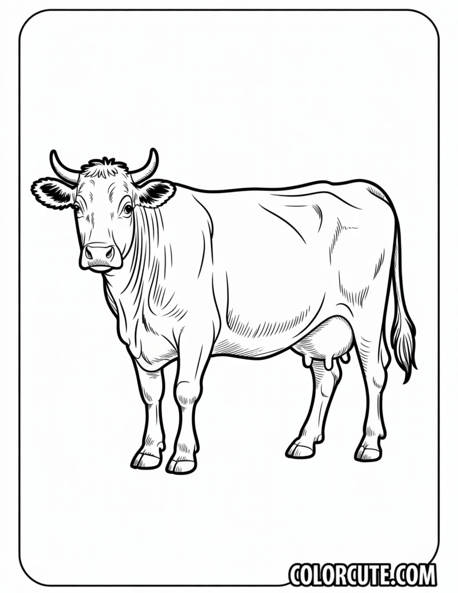 Realistic Cow Coloring Pages | Free PDF Printables – Color Cute - Free ...
