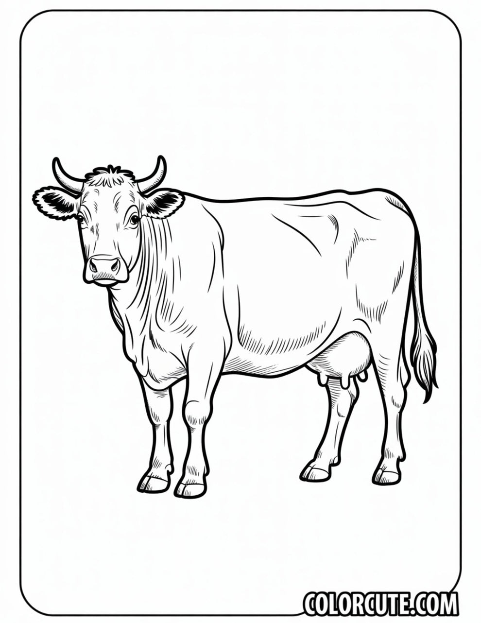 Realistic Cow Coloring Pages | Free PDF Printables – Color Cute - Free ...