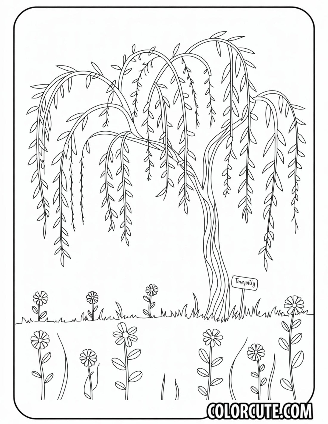 Willow Tree Coloring Pages - Free PDF Printables – Color Cute - Free ...