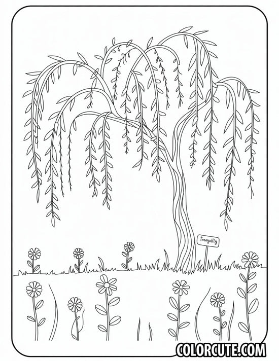 Willow Tree Coloring Pages - Free PDF Printables – Color Cute - Free ...