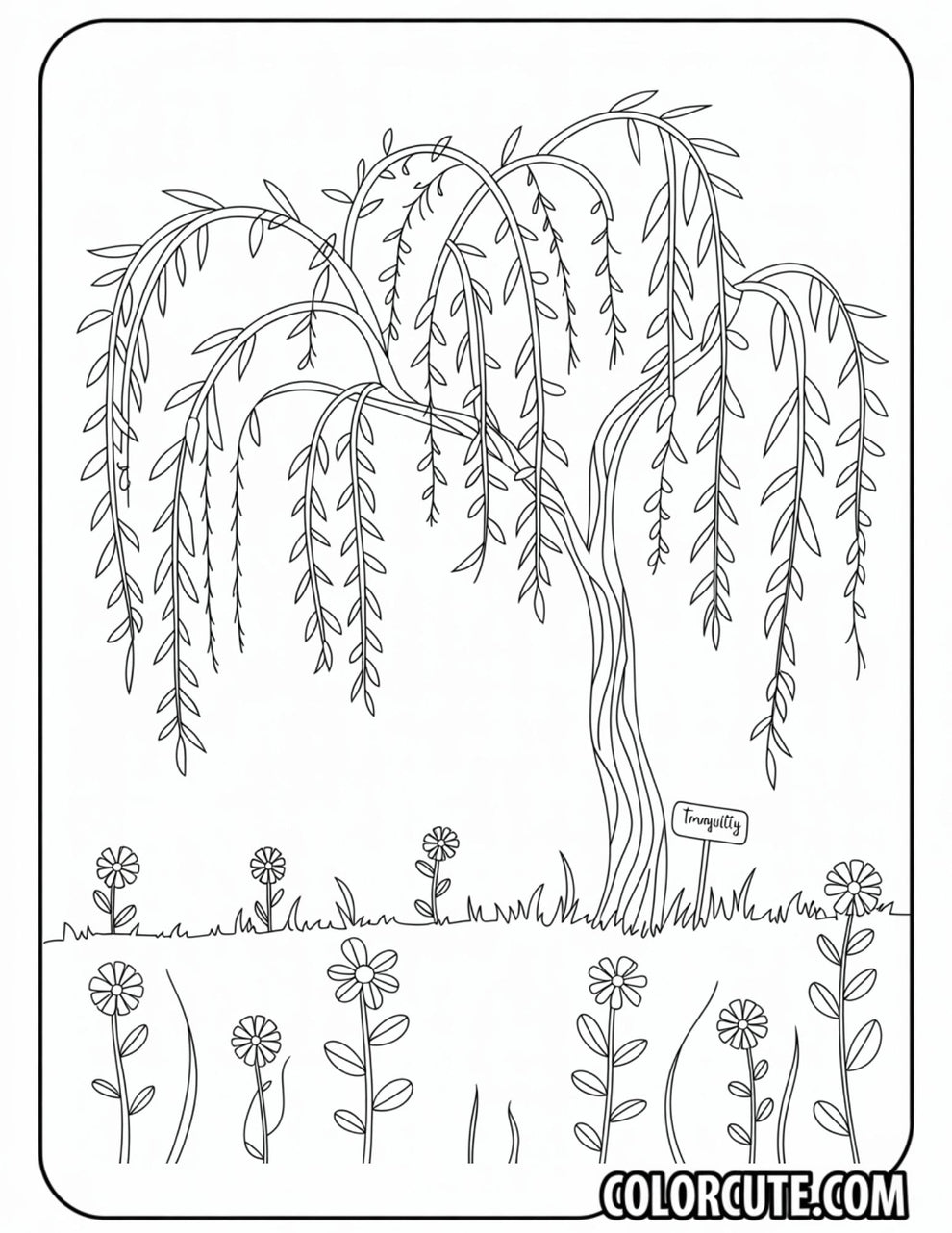 Willow Tree Coloring Pages - Free PDF Printables – Color Cute - Free ...