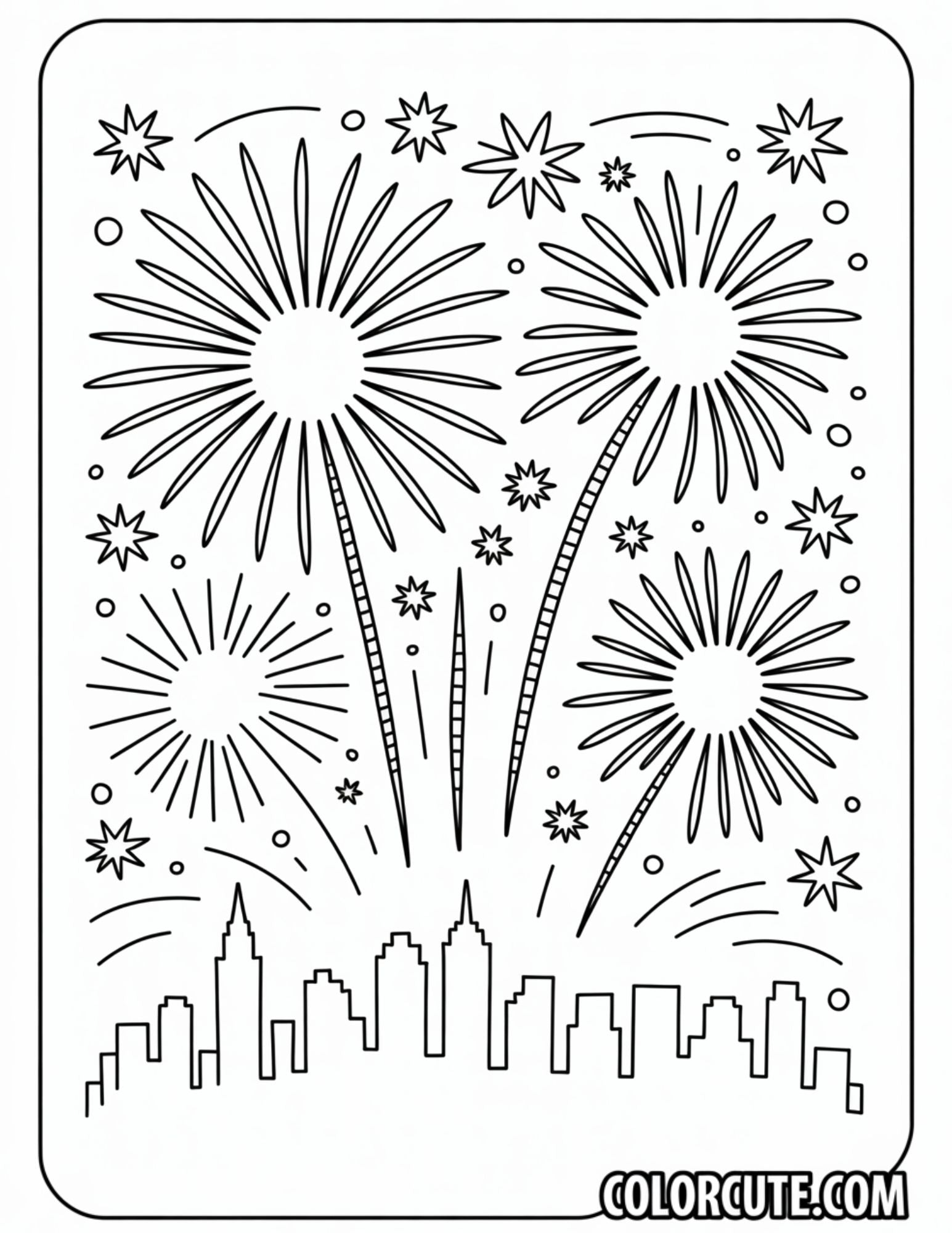 4th of July Fireworks Coloring Pages | Free PDF Printables – Color Cute ...