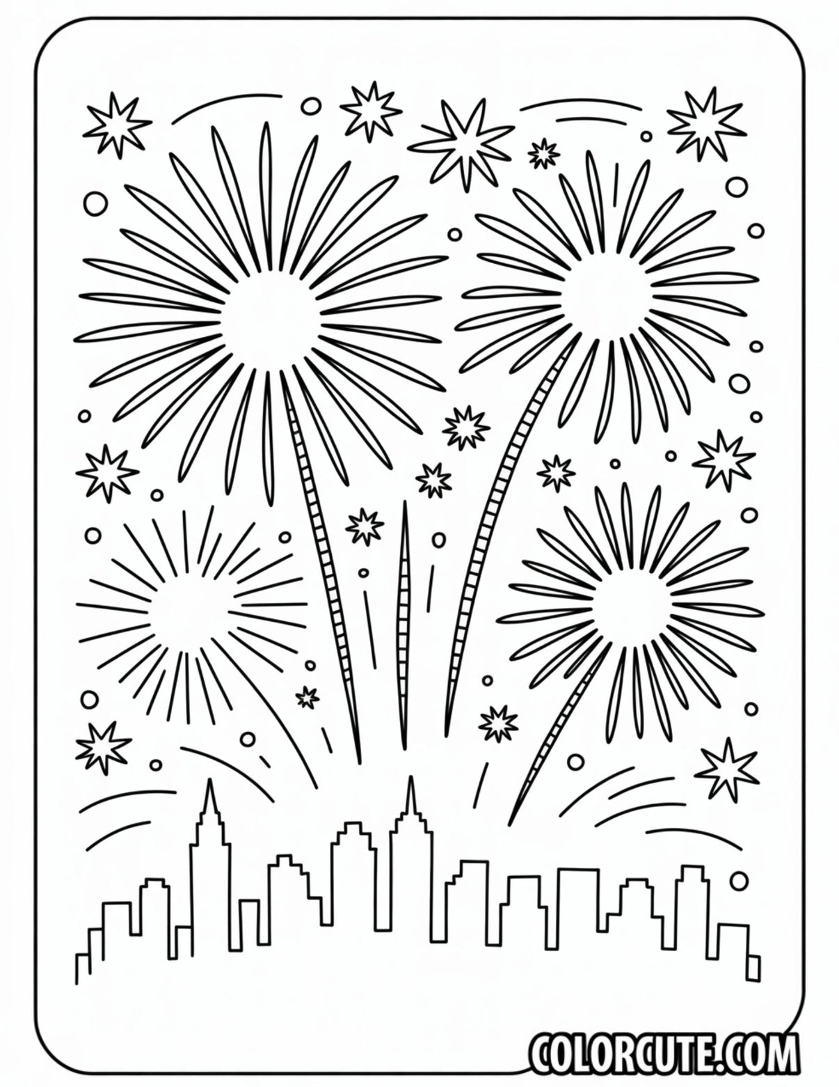 4th of July Fireworks Coloring Pages | Free PDF Printables – Color Cute ...