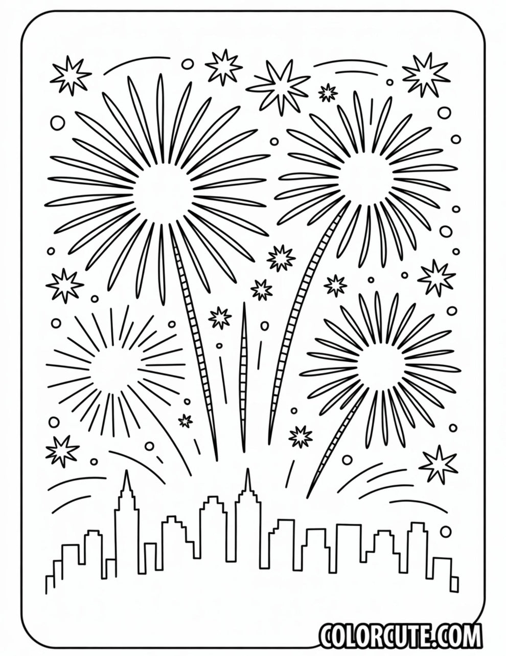 4th of July Fireworks Coloring Pages | Free PDF Printables – Color Cute ...