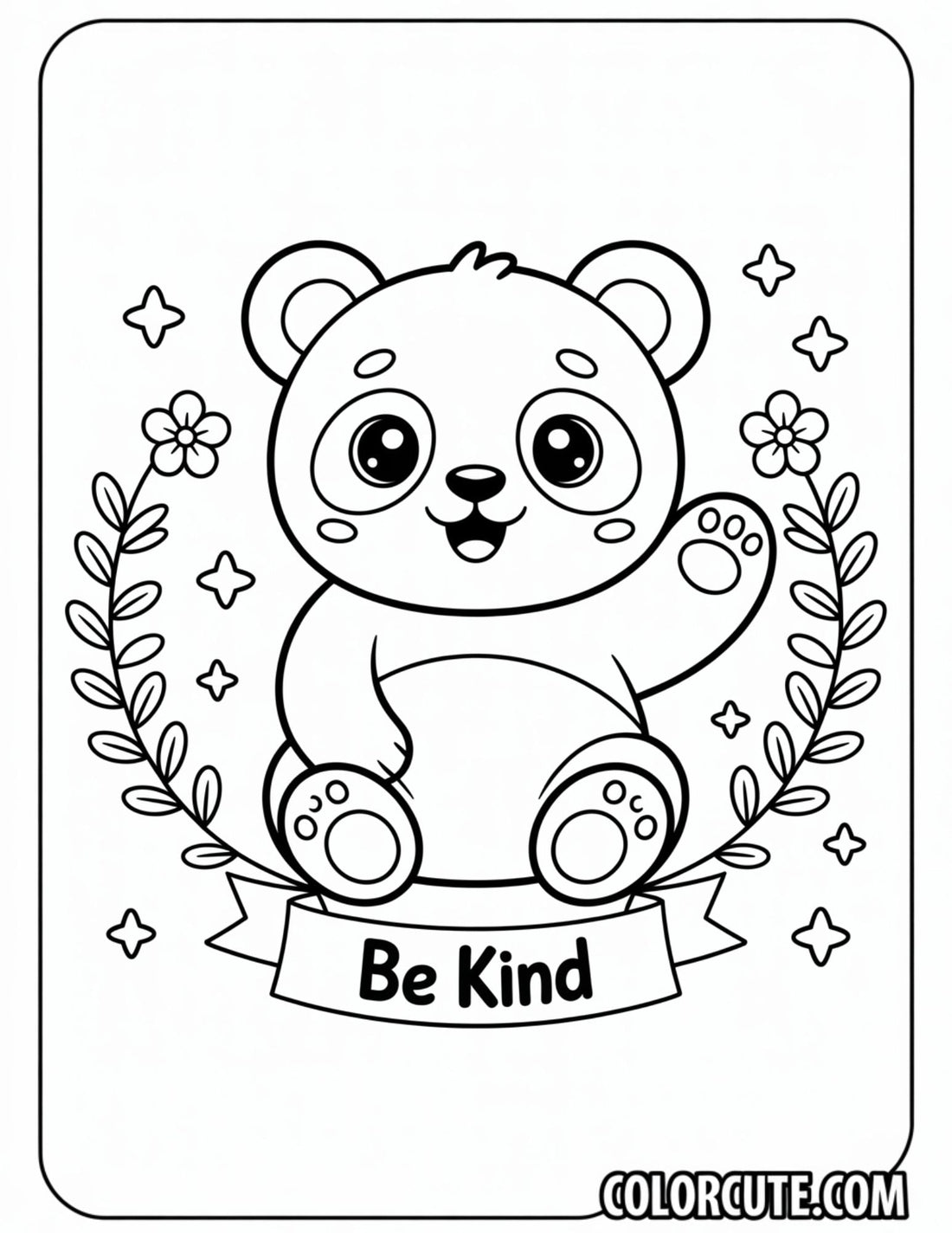 Be Kind Panda Coloring Pages | Free PDF Printables – Color Cute - Free ...