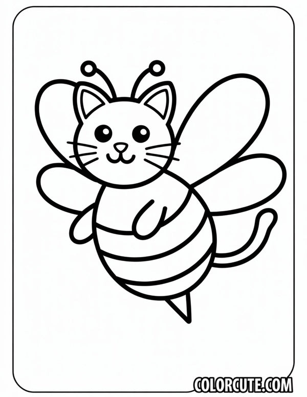 Cat Bee Coloring Page – Free PDF Printables – Color Cute - Free ...