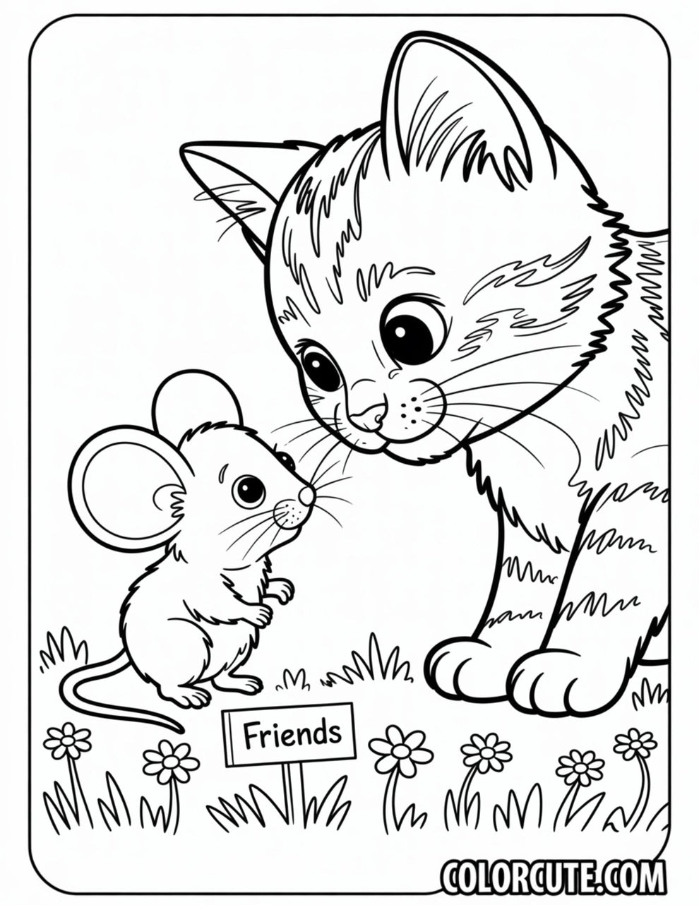 Cat and Mouse Coloring Pages | Free PDF Printables – Color Cute - Free ...
