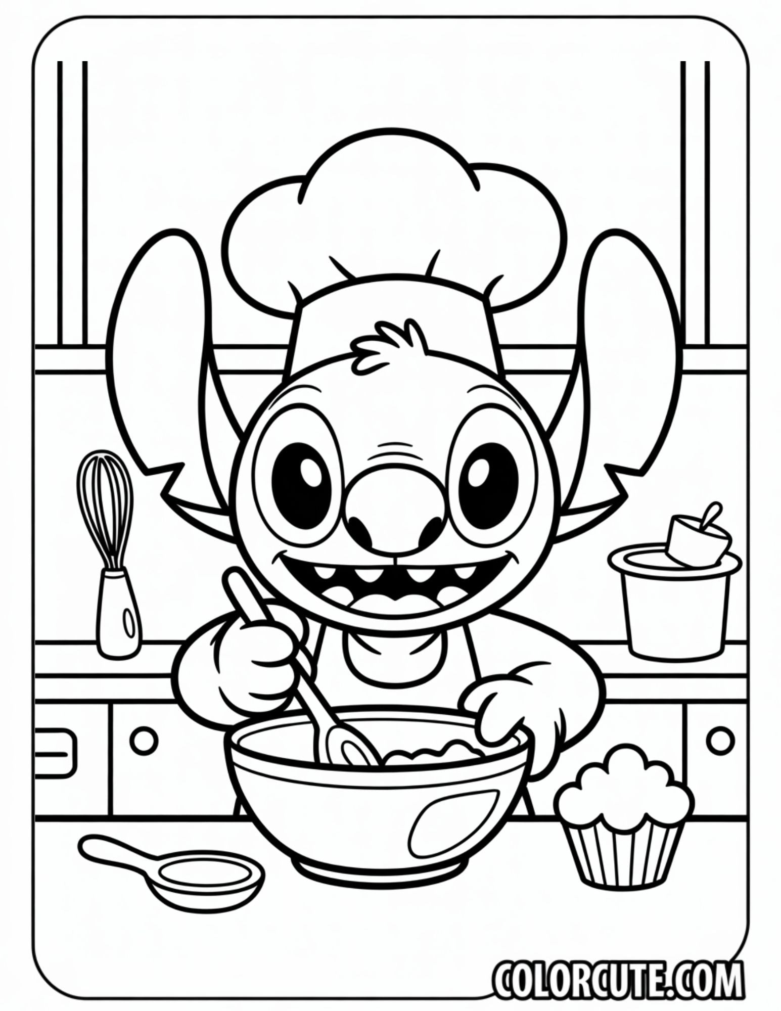 Chef Stitch Coloring Pages | Free PDF Printables – Color Cute - Free ...