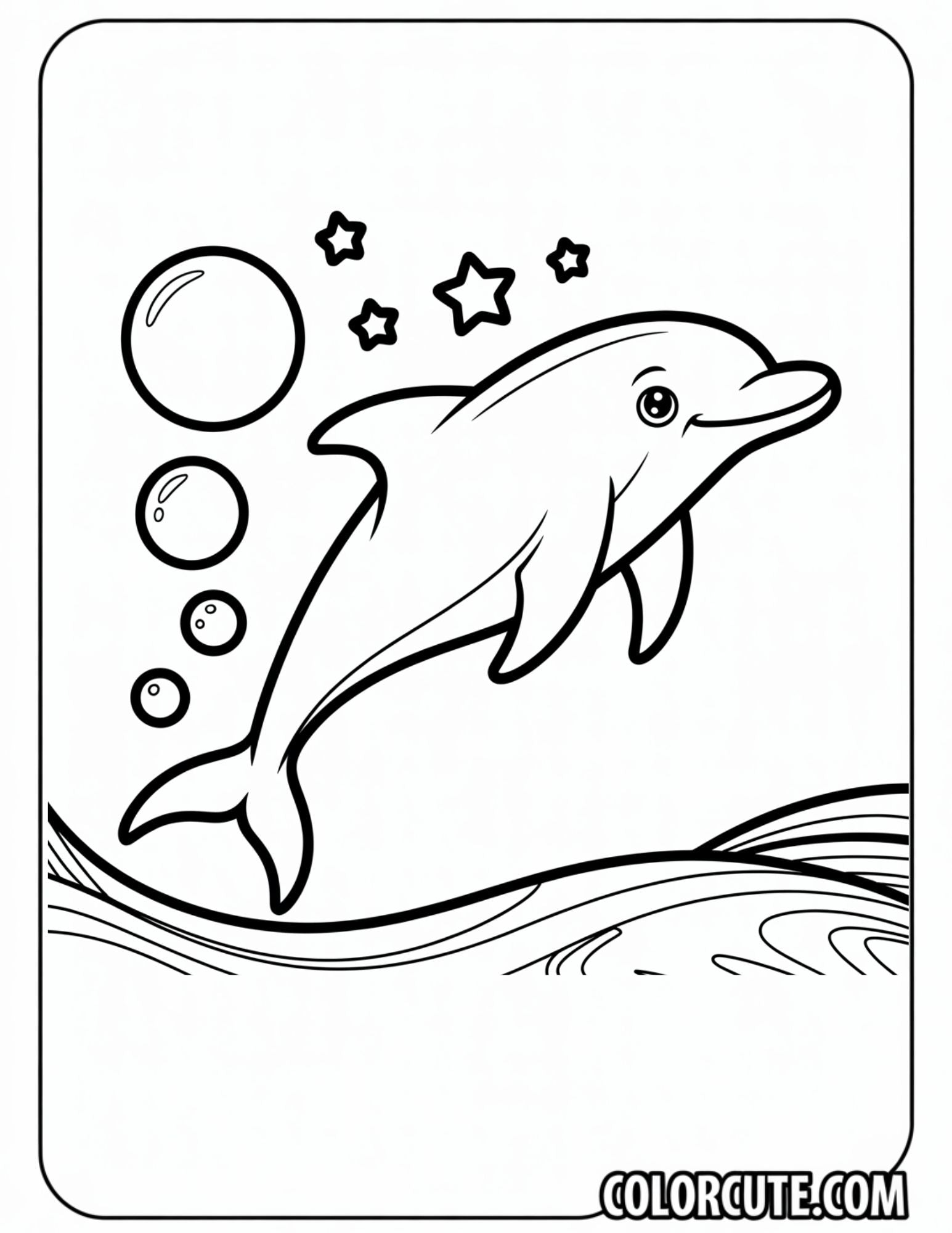 Easy Dolphin Coloring Page | Free PDF Printables – Color Cute - Free ...