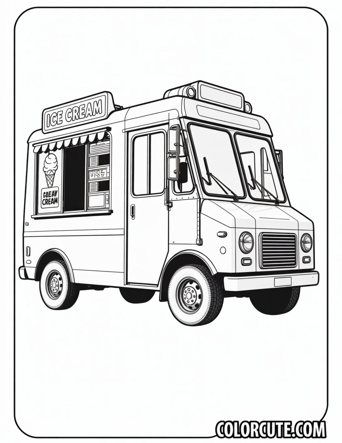 Ice Cream Truck Coloring Page | Free PDF Printables – Color Cute - Free ...
