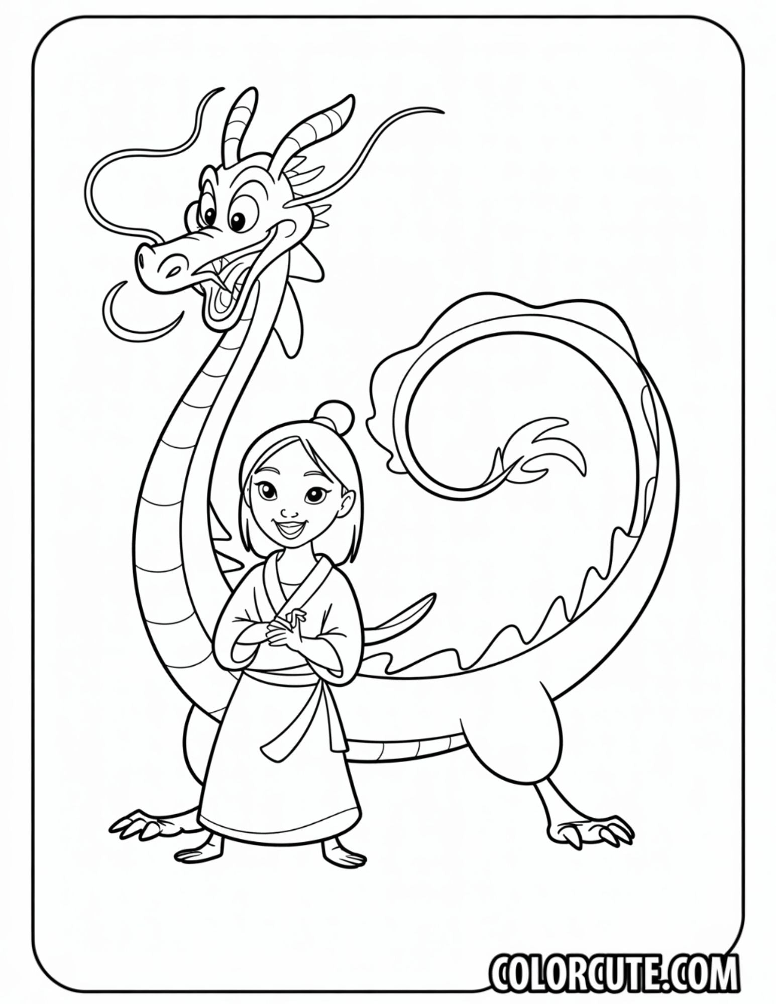 Mushu Mulan Coloring Pages | Free PDF Printables – Color Cute - Free ...