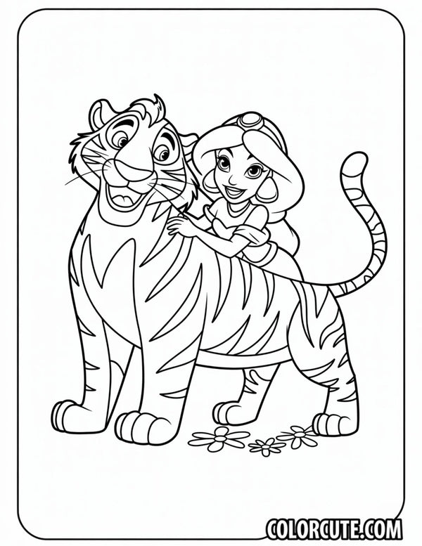 Rajah Jasmine Coloring Page | Free PDF Printables – Color Cute - Free ...