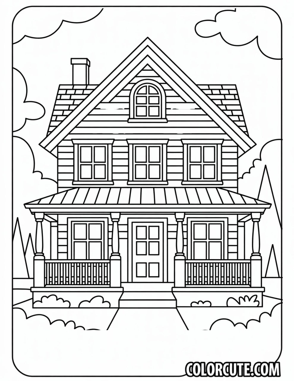 Realistic House Coloring Pages | Free PDF Printables – Color Cute ...